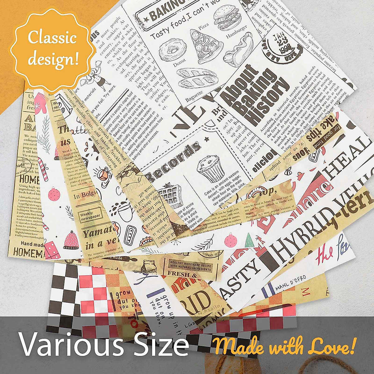 200pcs Deli Paper Sheets 10" x 14", Premium Food Basket Liners, Grease Resistant Wax Paper Sheets for Food, Sandwich Wrapping Paper for Home, Picnic, Tray, Wrap, Burger and Burrito