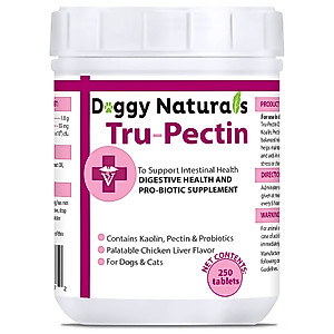 Tru-Pectin Anti-Diarrheal for Dogs & Cats, 250 Tablets– Chicken Liver Flavor –Helps Reduce Occasional Loose Stool & Diarrhea, Balance Gut pH, Support Normal Digestion & Gut Flora -Made in USA