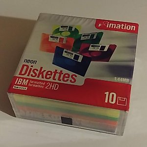 Imation Neon Floppy Diskettes IBM Formatted 1.44MB 2HD (10)