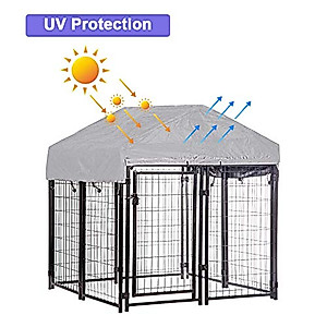 Welded Wire Dog Kennel Heavy Duty Playpen Included a Roof & Water-Resistant Cover 4'x4'x4.3'