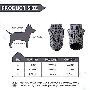 Cnarery Knitted Turtleneck Dog Sweaters, Warm Pet Sweater, Cute Knitted Classic Dog Sweater for Autumn and Winter Cold Weather Puppy Clothes(Gray)