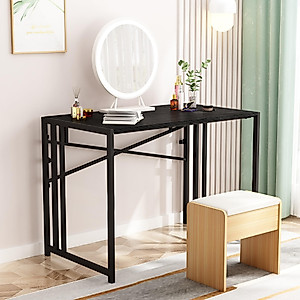 HOBINCHE 31 Inch Folding Small Computer Desk, Foldable Space-Saving Home Office Table, Simple Study Writing Gaming Workstation for Small Space, No Assembly Needed, Black