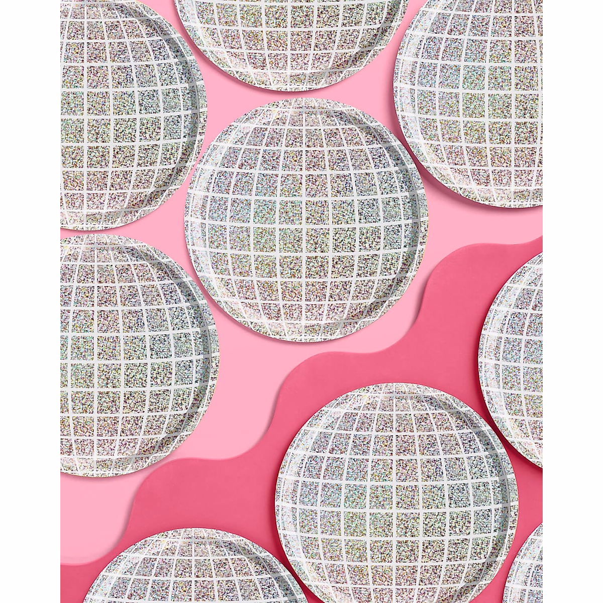 xo, Fetti Holographic Disco Ball Paper Plates - 25 pk, 9" | Bachelorette Party Decorations, Last Disco, Space Cowboy Birthday Party, Groovy Baby Shower, New Years Eve Supplies, 70s Bday Party