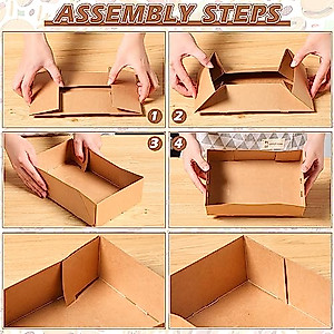 Seajan 50 Pack 40oz Disposable Food Box and 100 Pcs Sandwich Wrapping Paper Kraft Paper Food Tray Paper Food Containers Paper Trays for Food Foldable Fast Food Holders Greaseproof Liners for Snack