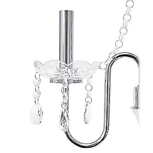 Elegant Designs LT1034-WHT Trendy Sheer Table Lamp with Hanging Crystals and Sheer Shade, White