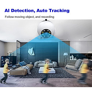 EVERSECU 2MP 1080P Wireless Lightbulb Powered PTZ Security Camera with E27 Bulb Connector, Motion Auto Tracking, Two Way Audio, Night Vision, 2.4ghz WiFi IP PTZ CCTV Camera