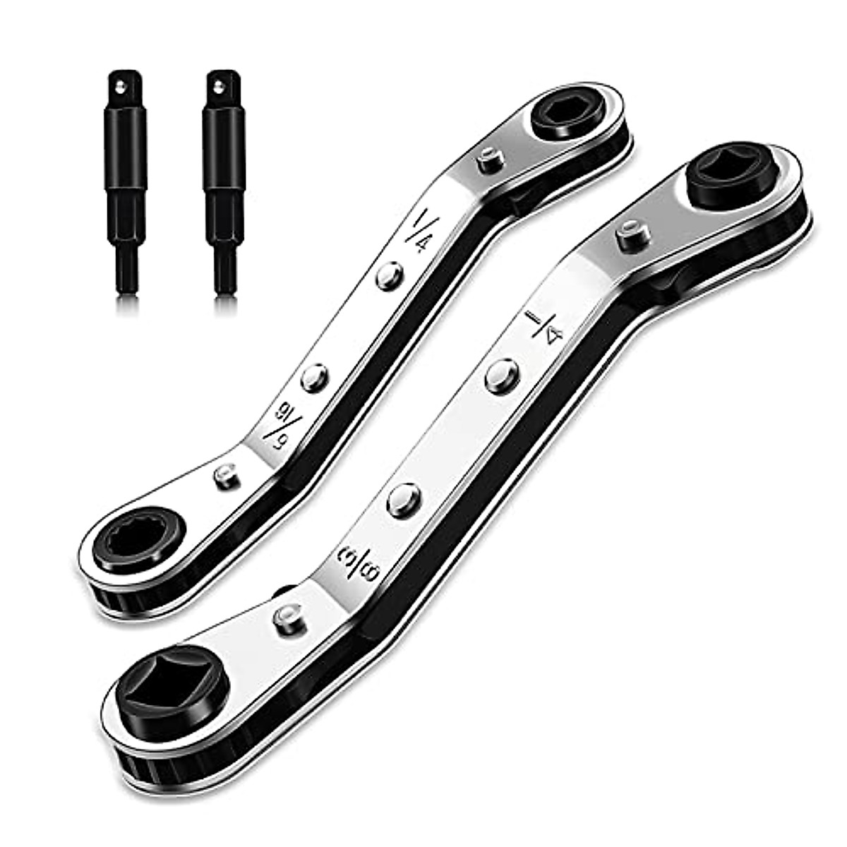 Hvac Service Wrench, Refrigeration Service Wrench Set Tools, 3/16” 3/8” 5/16” 1/4” Ratcheting Air Conditioner Service Wrench Hvac Tools for Refrigeration Equipment Repair