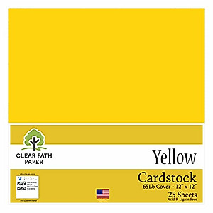 Yellow Cardstock - 12 x 12 inch - 65Lb Cover - 25 Sheets