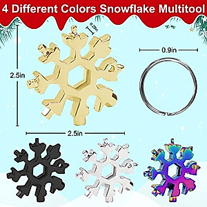 Snowflake Multi Tool,18-In-1 Stainless Steel Snowflake Multitool,Snowflake Wrench/Beer Bottle Opener with Key Ring,Outdoor Durable and Portable for Fathers Men Christmas Gift(6Packs)