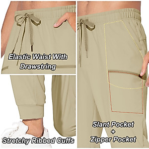 M MAROAUT Mens Joggers with Pockets Cargo Sweatpants for Men Elastic Waist Pants Track Athletic Running Gym Workout Pants Casual Khaki L