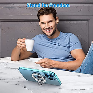 WixGear Magnetic Phone Grip, Magnetic Phone Ring Holder with Adjustable Kickstand, Compatible Only with iPhone 13, 12/12 Pro / 12 Pro Max / 12 Mini (Silver)