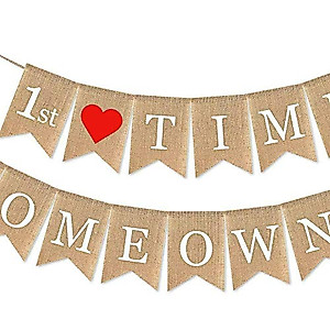 SWYOUN Burlap 1st Time Homeowner Banner House Warming Party Mantel Fireplace Decoration Supplies