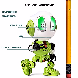 Stocking Stuffers for Kids, Sopu Rechargeable Robot Toys, Mini Talking Robot with Repeats Waht You Say, LED Lights and Cool Sounds Interactive Toy Christmas Stocking Stuffers for Adults Kids (Green)