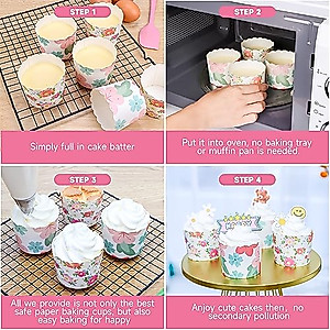 60pcs Paper Baking Cups 6 Oz Greaseproof Cupcake Muffin Cups Disposable Cupcake Wrappers For Birthday-Large (Pink Quadrafoil And Pink Vertical)