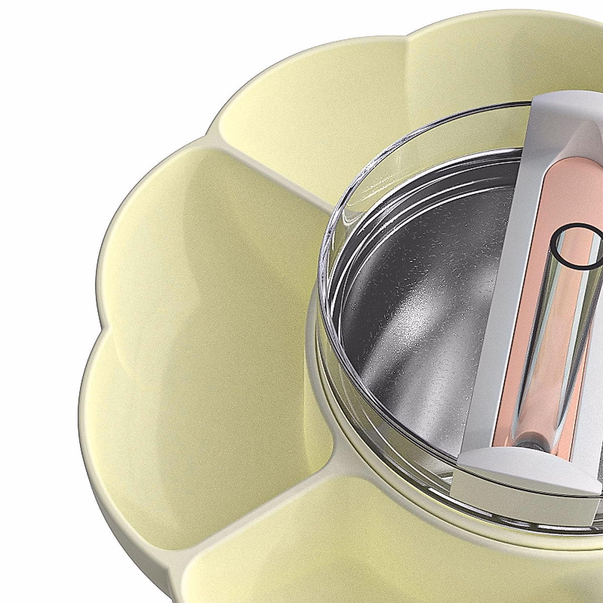 HIGHGO Snack Bowl for Stanley 40 oz Tumbler with Handle,Reusable Divided Tray Platter Food Storage Containers,Snack Ring for Stanley Cup Accessories,Snack Bowl Cream (White)