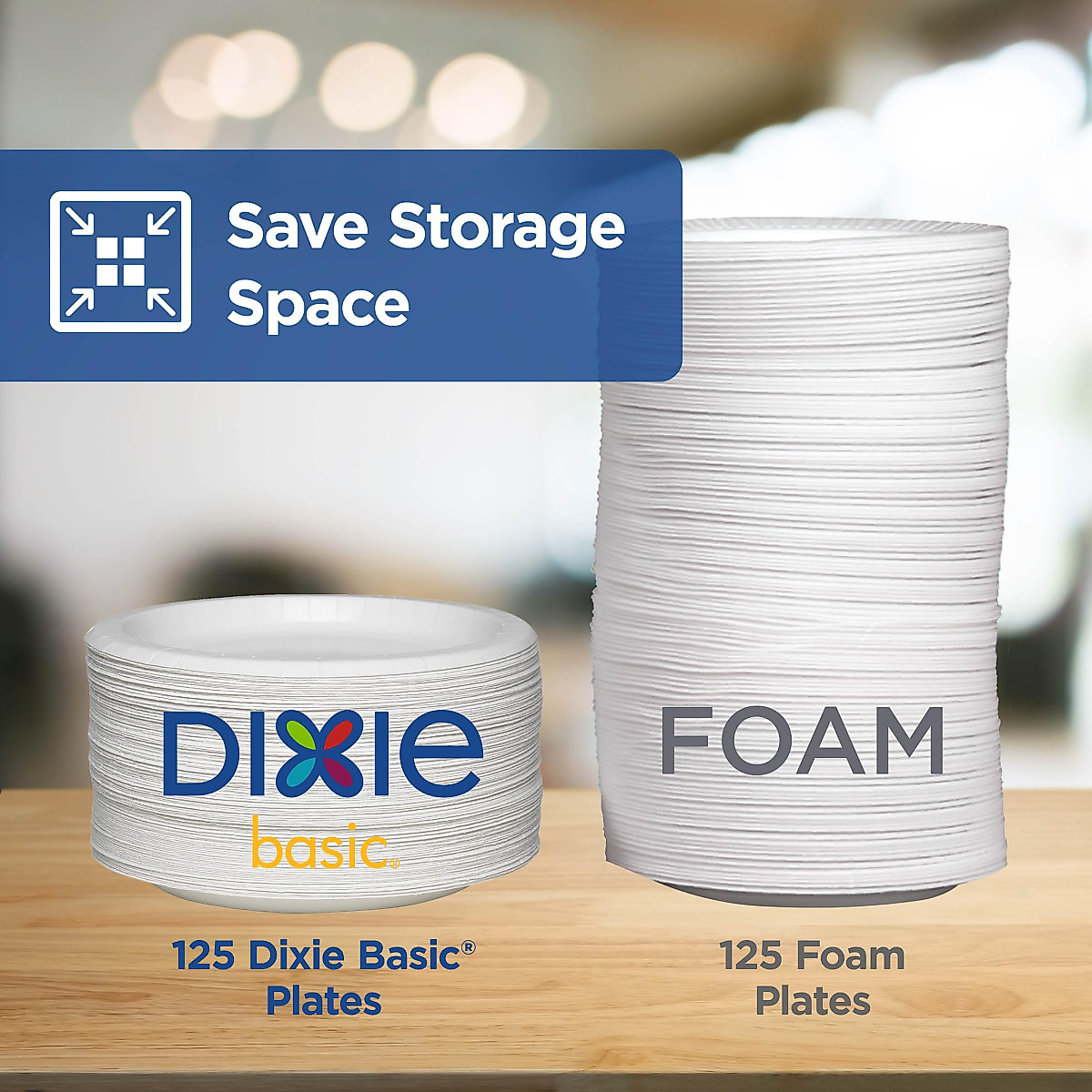 Dixie Basic 8.5” Light-Weight Paper Plates by GP PRO (Georgia-Pacific), White, DBP09W, 500 Count (125 Plates Per Pack, 4 Packs Per Case)