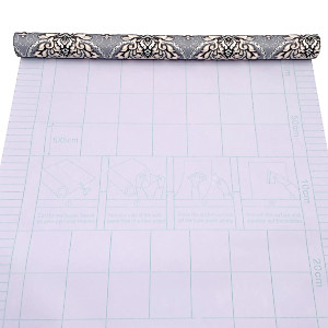 Yifasy 2Pack Shelf Liners for Kitchen Cabinets Closet Easy Clean Self Adhesive Grey Damask Wallpapers Refresh Furniture Surface 18 inch Wide