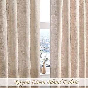 Central Park Linen Tie Top Curtain Semi Sheer Window Treatment Linen Cotton Blend Decorative for Living Room Drape 84 Inch Length Treatment for Bedroom Farmhouse Rustic Curtain, Linen, 1 Panel