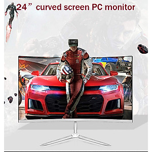 N / A NFJ024 24 Inch Gaming Monitor for Esports, IPS Curved Screen 1920 * 1080P Frameless 144Hz Refresh Rate 1Ms (HDMI VGA Interface) Low Blue Light Mode, for Home and Office, White