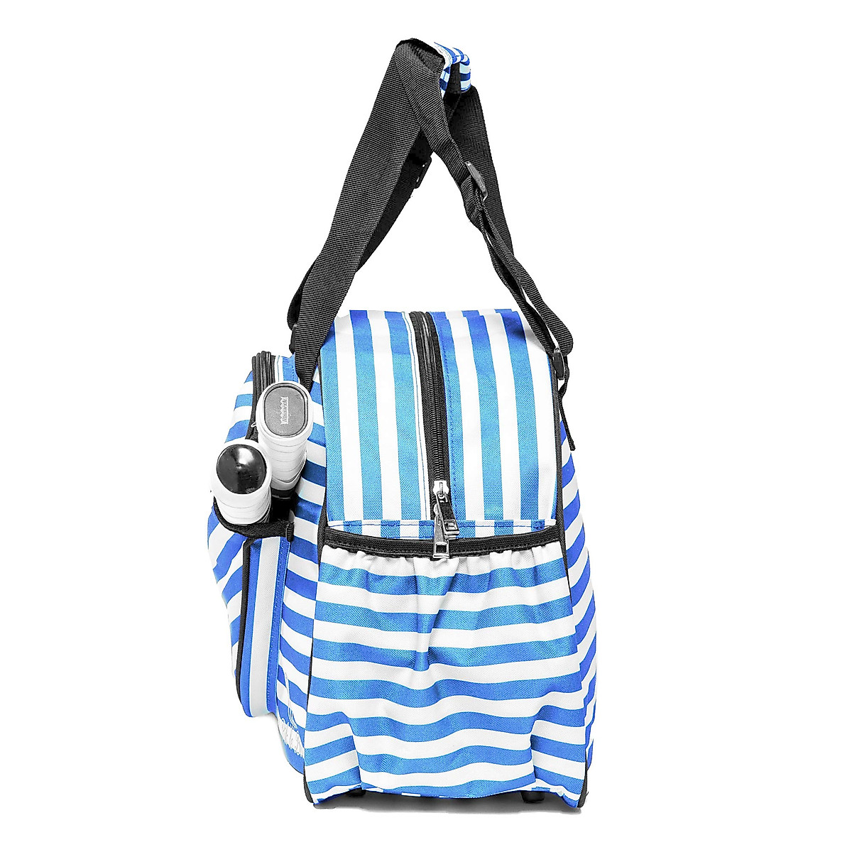Pik’le’Ball Women's Pickleball Sport Tote Bag - Stylish, Durable Design with Paddle Pocket, Stylish Stripe Blue