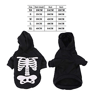 ULTECHNOVO Boys Costumes Halloween Dog Hoodie Glow in The Dark- Skeleton Dog Costumes- Flexible Ghost Jumpsuit Pet Clothing for Small Medium Large Dogs Cats Plain Hoodies
