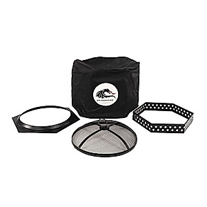 Dragonfire Smokeless Firepit, Accessories Included: Spark Screen, Base Stand, and Weatherproof Cover. Wood Pellet/Log Burning Large Outdoor Fire pit. Matte Black Finish, 23.5 Inch Backyard Patio Size.