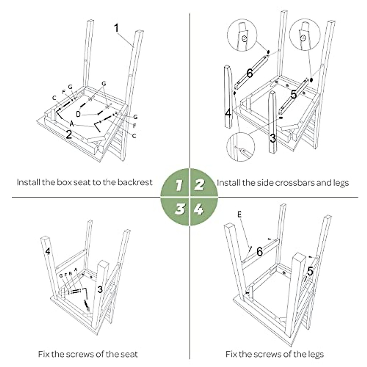 Giantex Dining Chairs Set of 4, Easy to Assemble, Farmhouse Style, Sturdy Wooden Traditional Kitchen Dining Room Chairs, Walnut