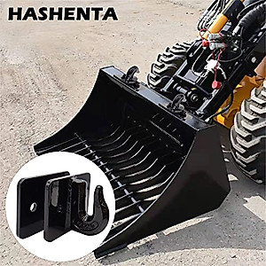 HASHENTA 3/8" Tractor Bucket Grab Hook Grade 70 Forged Steel Bolt On Grab Hook Tow Hook Mount with Backer Plate,(2 Pack).15177Ibs Break Strength.Work Well for Tractor Bucket, RV, UTV,Truck.Green