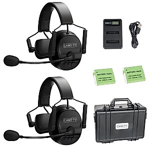 Came-TV Kuminik8 1.9GHz Wireless Intercom Headset Noise Cancellation Zero Latency Full Duplex 2 Person Team Communication with Hardcase for Church Boating TV Film Production Drone