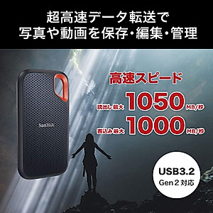 SanDisk SSD, External 4 TB USB3.2 Gen2, Read Up to 1050MB/s, Splashproof and Dustproof, SDSSDE61-4T00-GH25, Extreme Portable SSD, V2 Win Mac, PS4, PS5, Eco Package