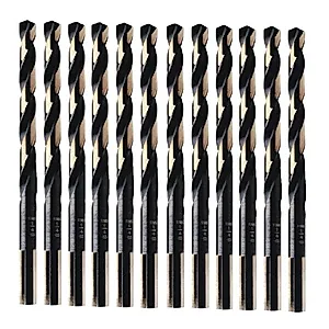 Irwin Tools 3019009B 9/64-Inch Black and Gold HSS 135-Degree Jobber Length, Pack of 12