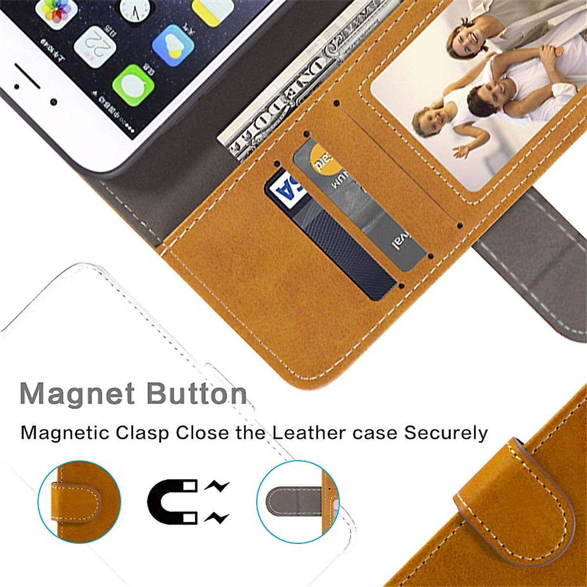 for Gigaset GS110 Case, Leather Wallet Case with Cash & Card Slots Soft TPU Back Cover Magnet Flip Case for Gigaset GS110 (6.1”)