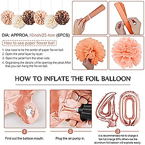 40th Birthday Decorations for Women, Rose Gold Party Supplies Balloon Garland Arch Kit with Happy Birthday Banner Tassels Confetti Balloon Number 40 Birthday Wedding Anniversary for Her