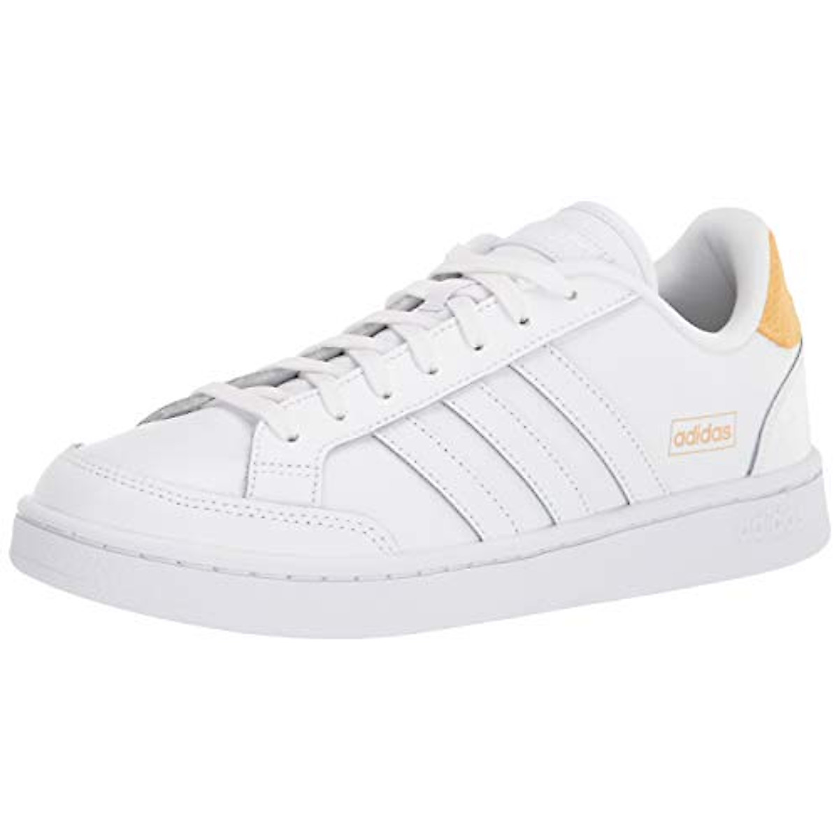 adidas Women's Grand Court SE Tennis Shoe, White/White/Orange tint, 8.5