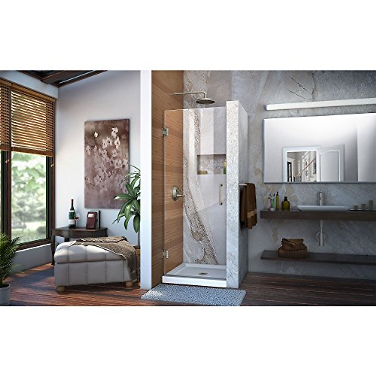 DreamLine Unidoor 28 in. W x 72 in. H Frameless Hinged Shower Door in Brushed Nickel, SHDR-20287210F-04