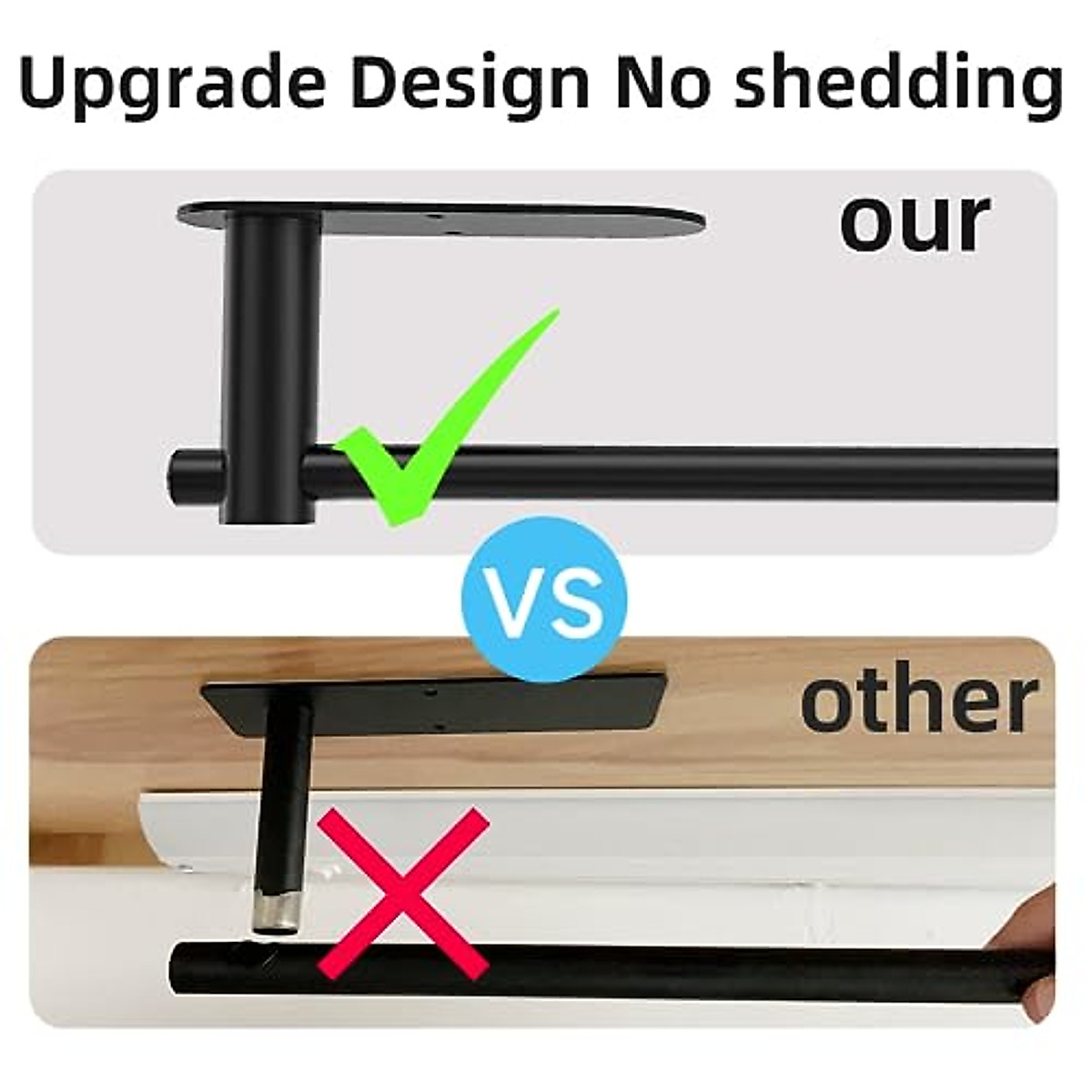 Paper Towel Holder, New Upgraded Thickened Under Cabinet Paper Towel Holder, Self Adhesive Wall Mount Towel Holder for Kitchen, Bathroom, RV, Glass, Sink, SUS304 Stainless Steel 13 inch, Matte Black