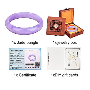 AKMASK Violets Jade Bangle Bracelet for Women Natural Genuine Purple Jadeite Bangles Jewelry with Gift Box (Size : 62mm)