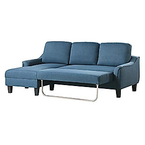 OSP Home Furnishings Lester Chaise Sleeper Sofas, Blue