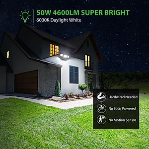 iMaihom 50W Dusk to Dawn LED Outdoor Lighting, 3 Adjustable Heads Flood Lights Outdoor, IP65 Waterproof Flood Light with Photocell, 4600LM 6500K Daylight White Security Light for Yard Garage Patio