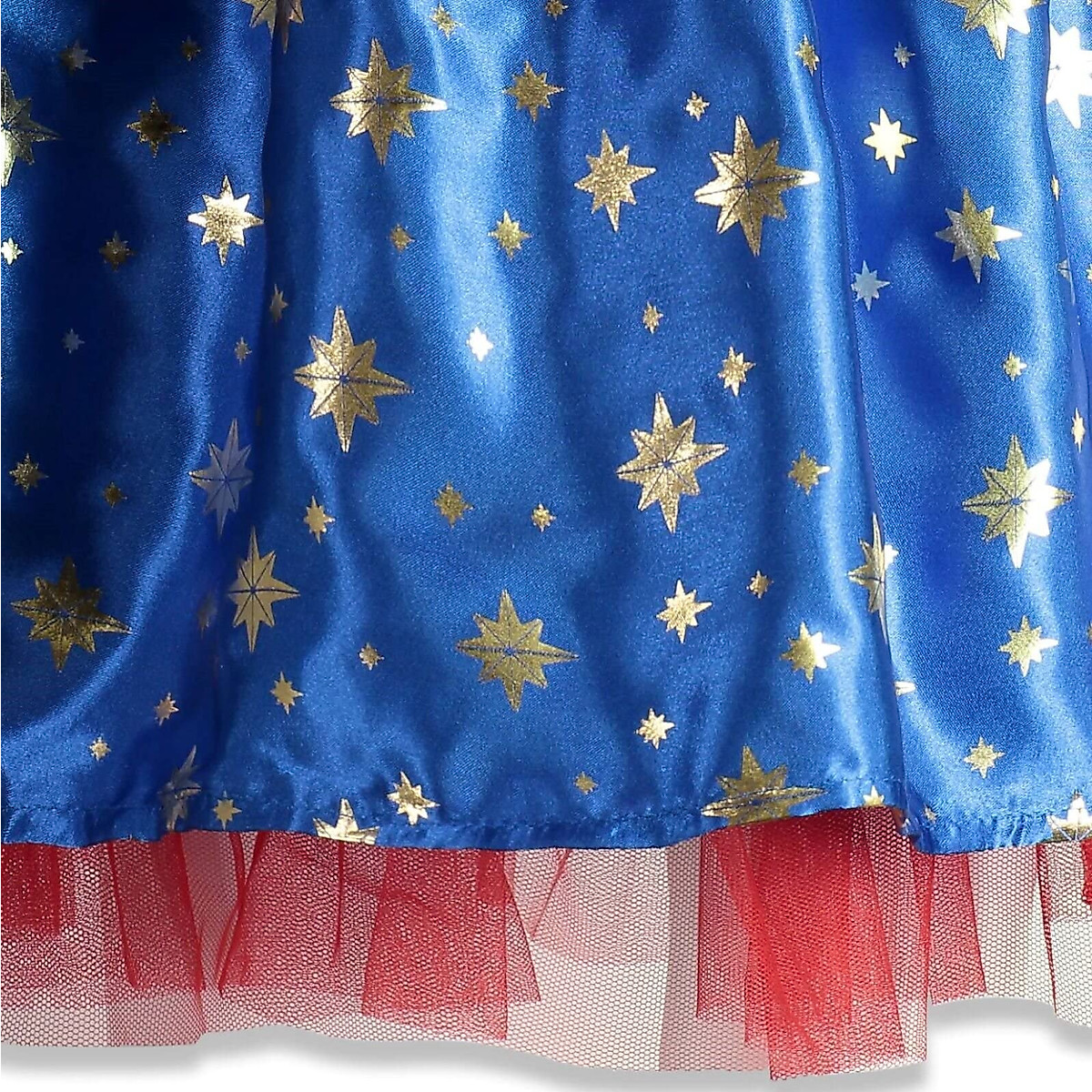 Marvel Avengers Captain Marvel Little Girls Tulle Cosplay Dress and Headband Red 7-8