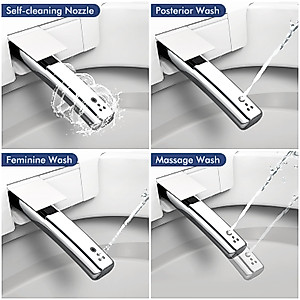 Smart Toilet with Bidet Built in, Auto Open/Close Lid, Auto Flush & Wash, Heated Seat, Foot Sensor, Digital Display, Remote Control, LED Nightlight