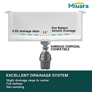 Miuara White Workstation Kitchen Sink 33 Inch - Large Undermount Kitchen Sink 33"x22", 9" Deep White Kitchen Sink Drop In, Single Bowl Topmount Fireclay Sink for Kitchen, with 4 Custom Accessories