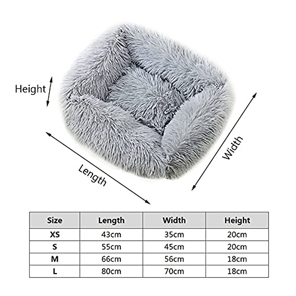 LQUOXH Square Dog Beds Long Plush Pet Beds Cat Mat for Little Medium Large Pets Super Soft Winter Warm Sleeping Mats (Color : LightCoffee, Size : Small)