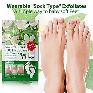 Foot Peel Mask, Exfoliating Foot Masks For Dry, Cracked Feet, Callus, Dead Skin Remover Foot Peeling Masks For Baby Soft Feet Repair Rough Heels, 3 Pairs, Jasmine