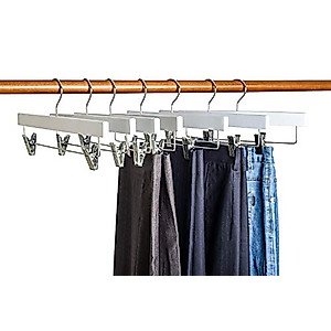 Amber Home Solid White Wood Hanger 20 Top Hanger & 24 Bottom Hanger for Suit Coat Shirt Pants Skirt