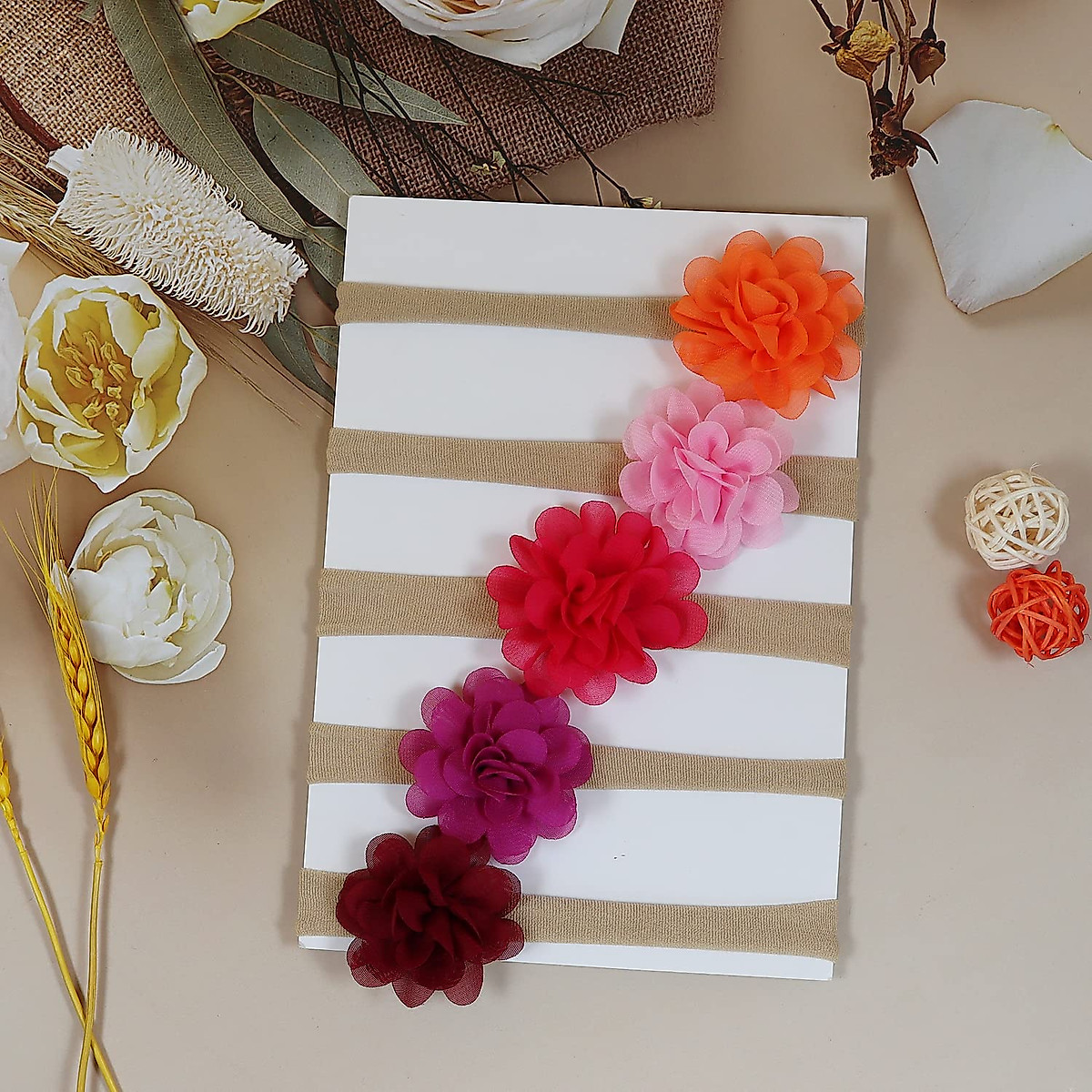 ALinmo 40 Pack 2" Chiffon Flower Headbands Elastics Nylon Headbands Hair Accessories for Baby Girls Newborn Infant Toddlers Kids