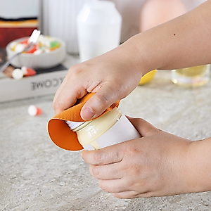 4PCS Jar Opener Gripper Pads, MONGSEW Rubber Jar Opener Grippers for Seniors with Arthritis & Weak Hands (Orange+Green)