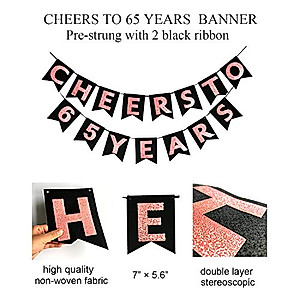65th Birthday Decorations for Women by Hombae, 65th Anniversary Decorations, 65 Bday Decorations, Rose Gold Cheers to 65 Years Banner, 65 Birthday Decor, 65 Years Old Party Favors Supplies