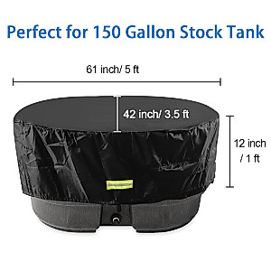 Rubermaid 150 Gallon Oval Stock Tank Cover for Cold Plunge Insulated Hot Tub Cover Outdoor Ice Bath Cover Water Trough Cover Farm Water Tank Cover Horse Trough Cover Stock Pond Cover Waterproof