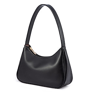 LOVEVOOK Small Purses for Women, Retro Classic Black Shoulder Bag Cute Mini Handbag, Vegan Leather Tote Clutch Purse Hand Bags